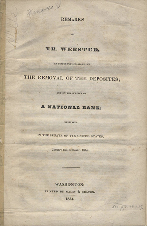 Speech on the Bank of the United States | Museum of American Finance