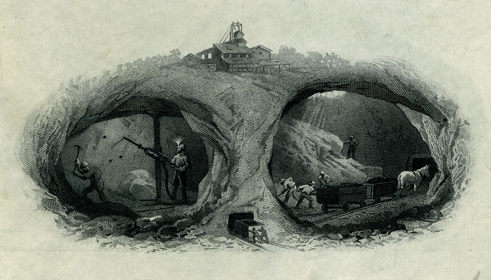 Mining vignette, courtesy of Mark D. Tomasko | Museum of American Finance